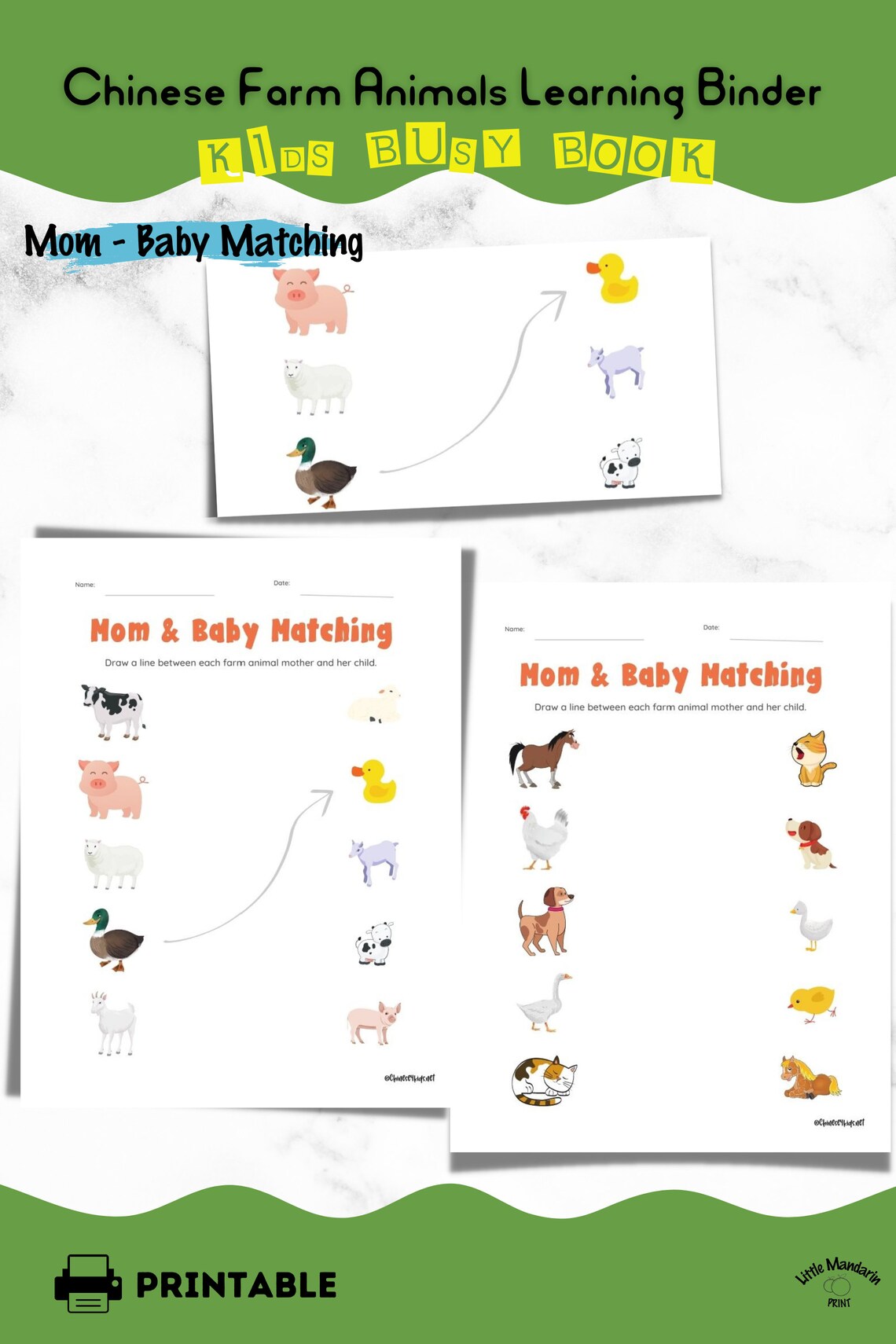 Farm Animal Chinese Learning Busy Book for Preschool, Pre-k, K, Home ...
