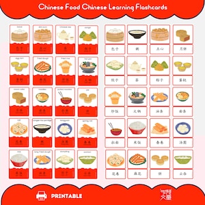 Chinese Food Chinese Learning Montessori 3-part Flashcards for Kids ...