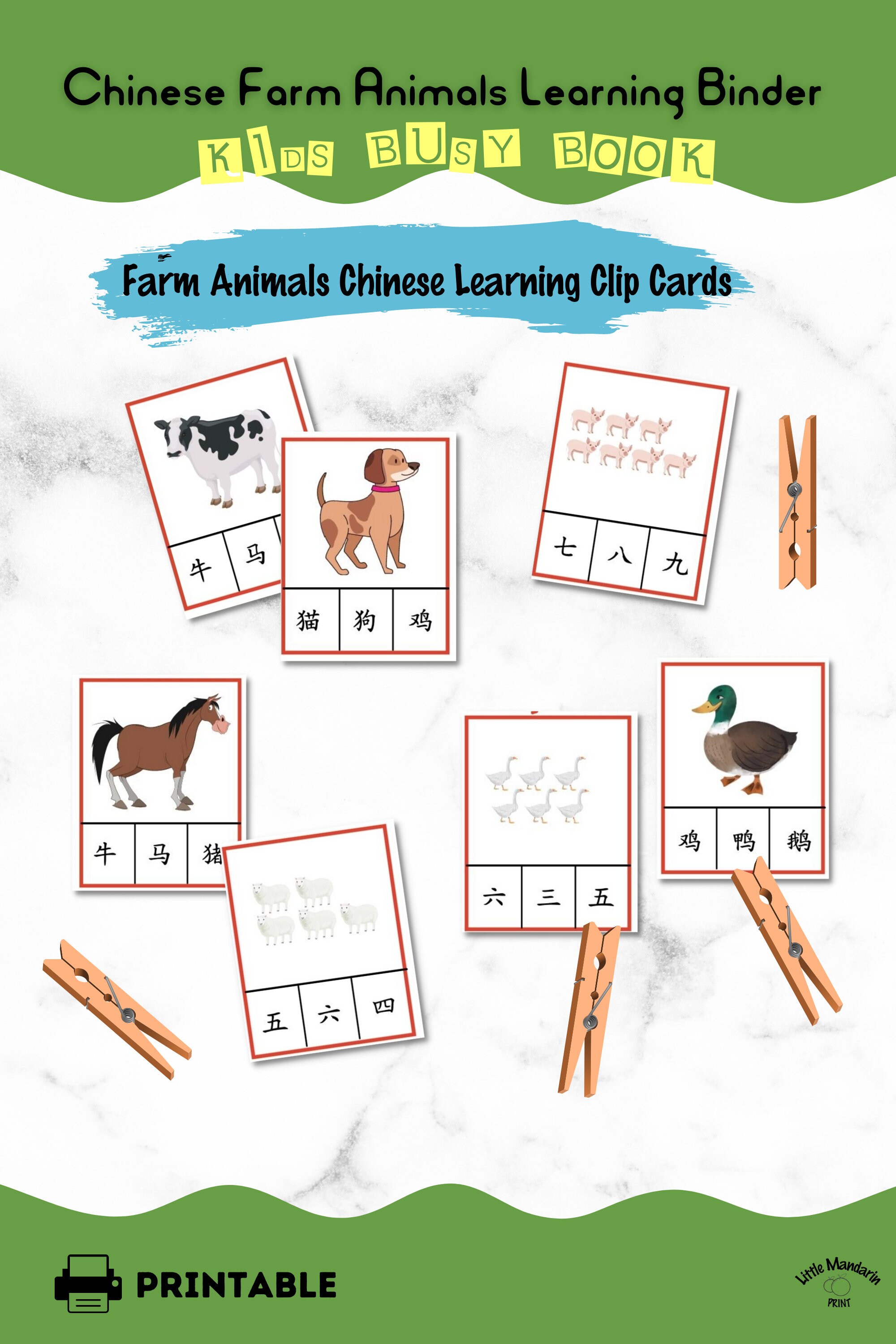 Farm Animal Chinese Learning Busy Book for Preschool, Pre-k, K, Home ...