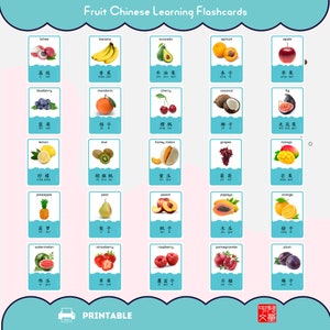 Fruit Chinese Learning Flashcards for Kids • Chinese Learning Print ...