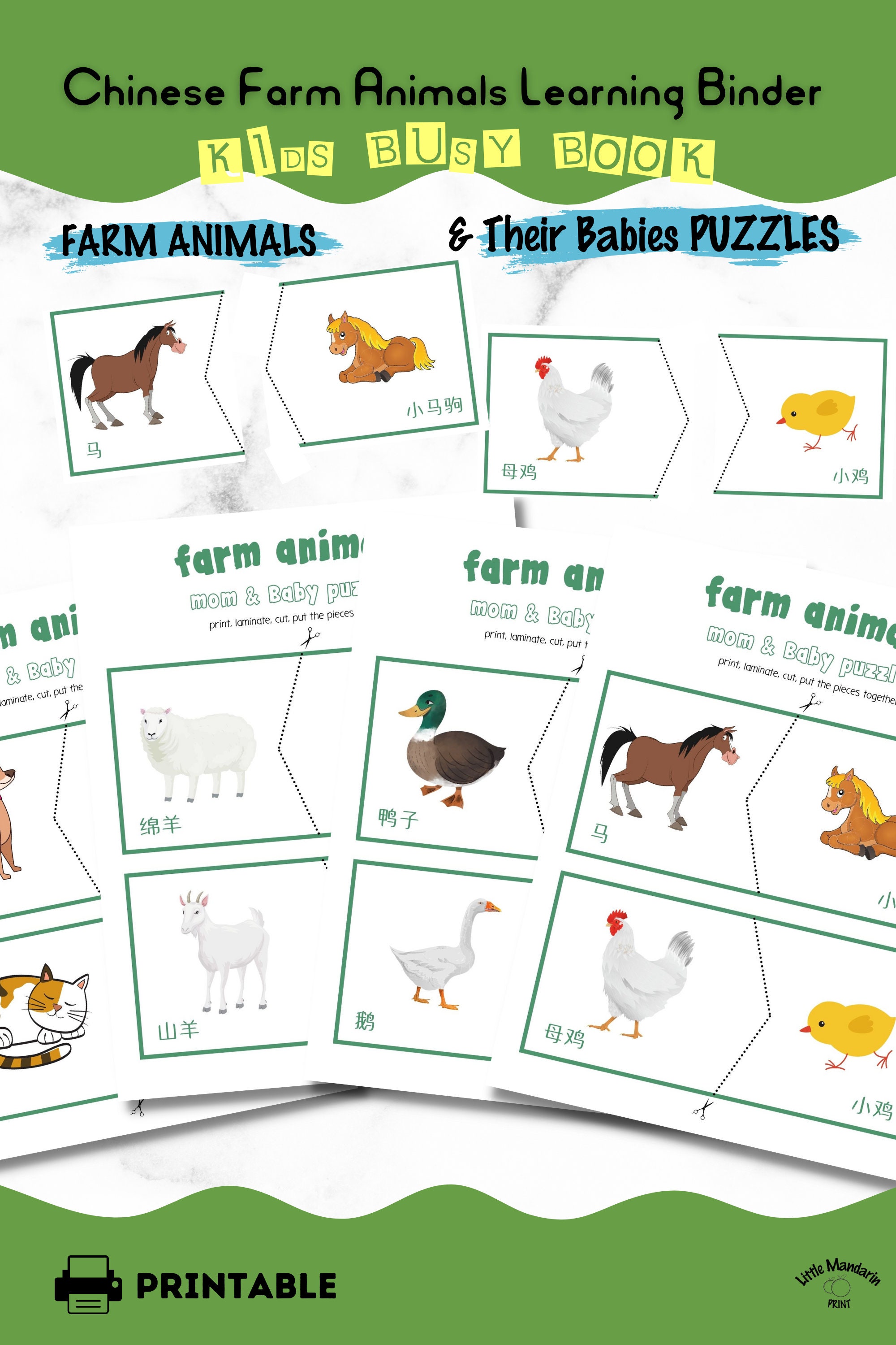 Farm Animal Chinese Learning Busy Book for Preschool, Pre-k, K, Home ...