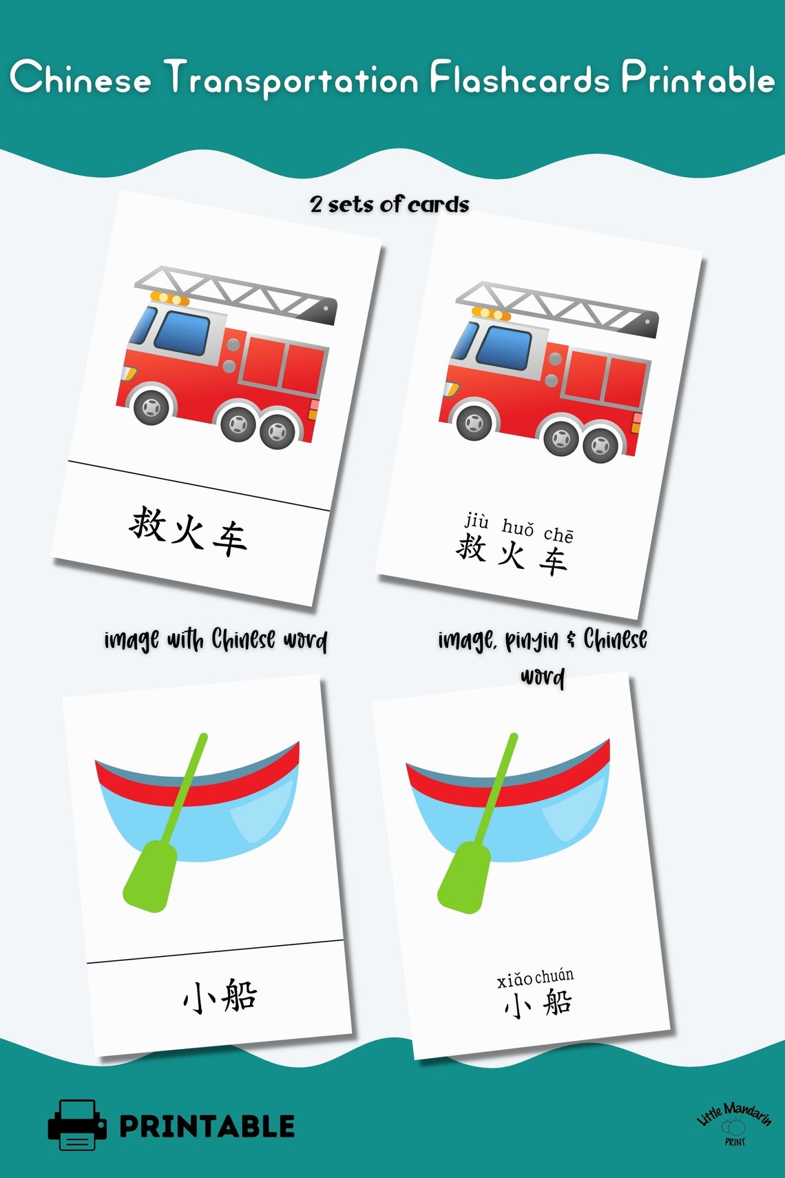 Transportation Chinese Learning Flashcards for Kids • Chinese Learning ...