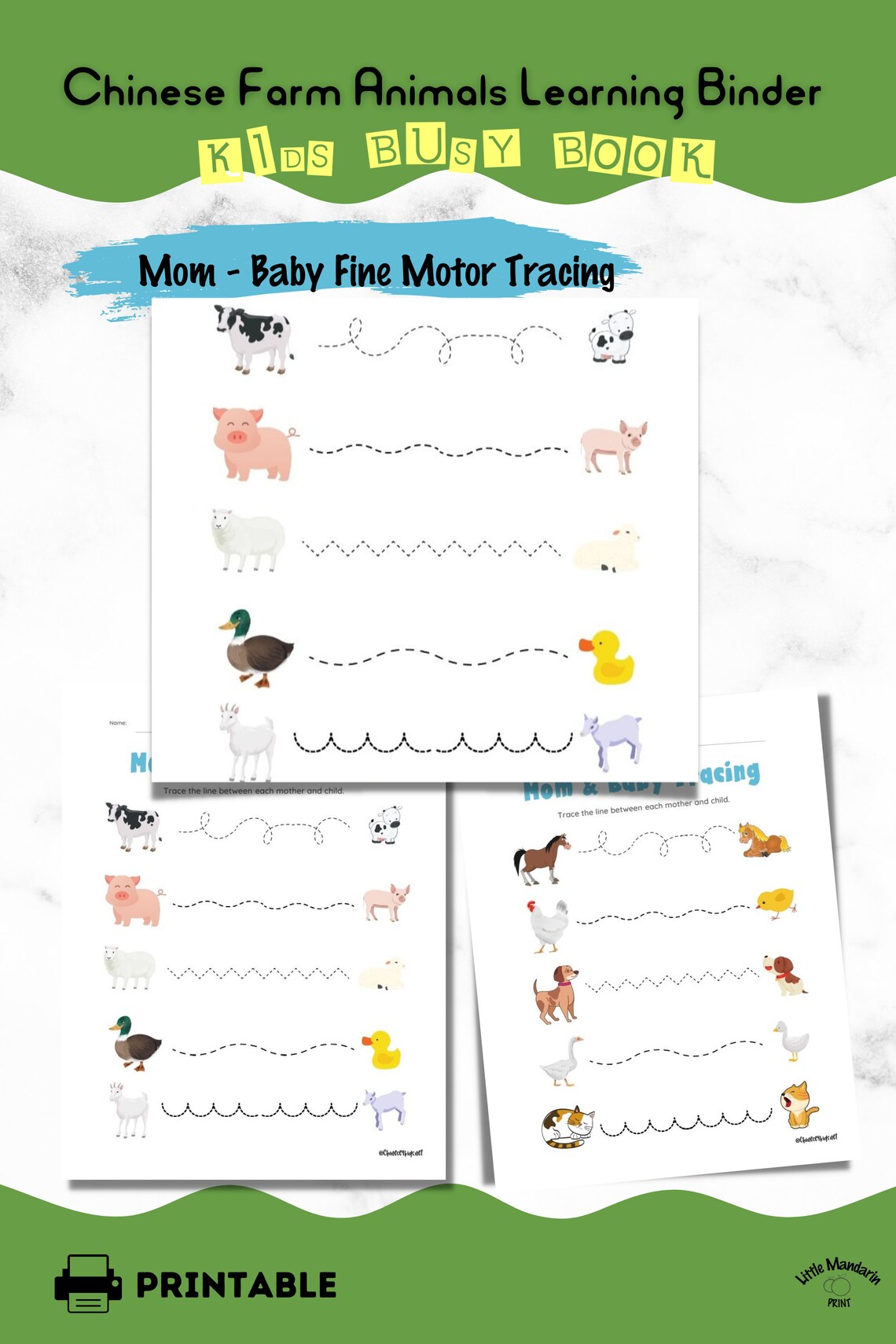 Farm Animal Chinese Learning Busy Book for Preschool, Pre-k, K, Home ...