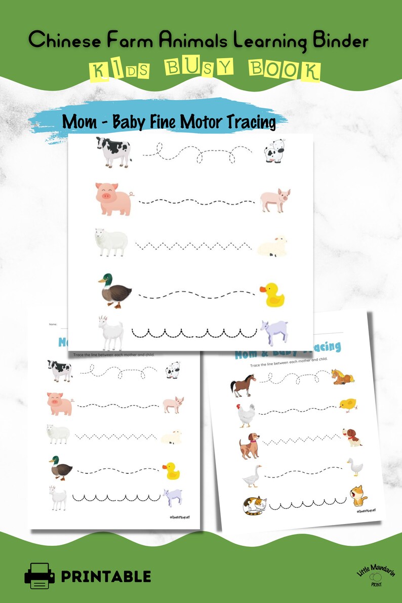 Farm Animal Chinese Learning Busy Book for Preschool, Pre-k, K, Home ...