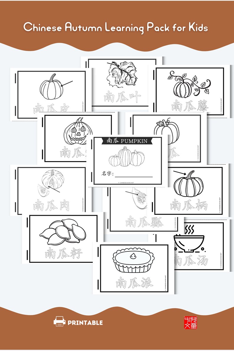 Pumpkin Chinese Learning Pack for Kids - Etsy