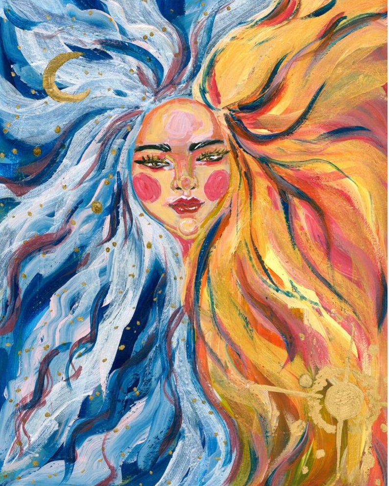 Sun Moon Goddess Original Acrylic Painting - Etsy