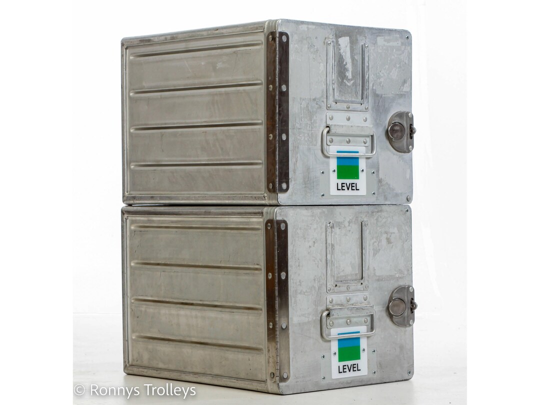 2 Small Level Airline Galley CONTAINERS. ALUMINIUM Airplane Storage ...