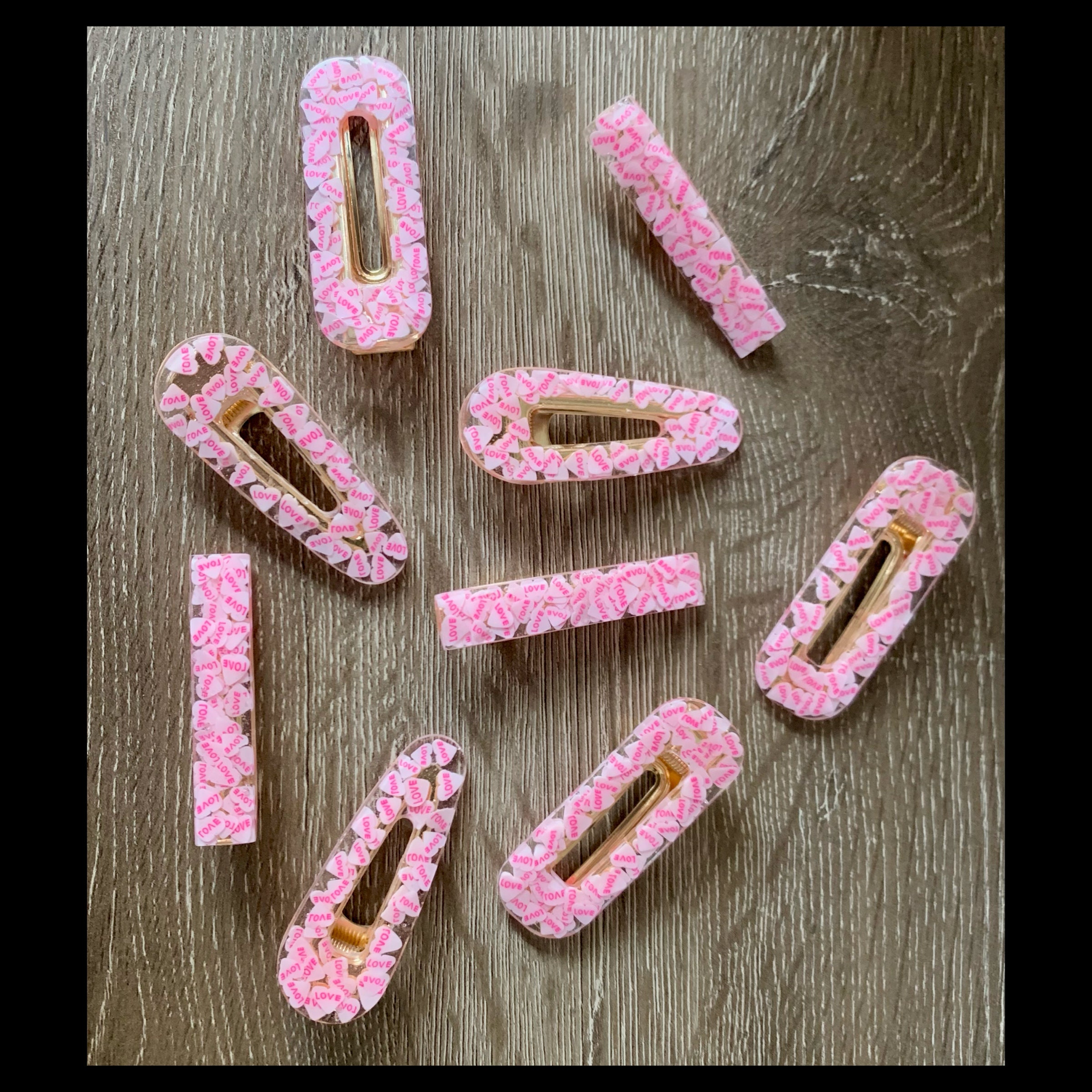 Love Heart Resin Barrette Clips - Etsy UK