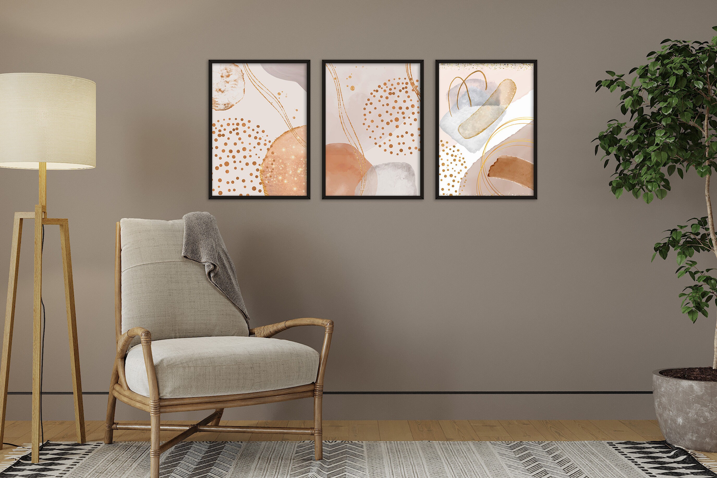 Copper and Beige Abstract Art Print | Minimalist Poster | Neutral Decor ...