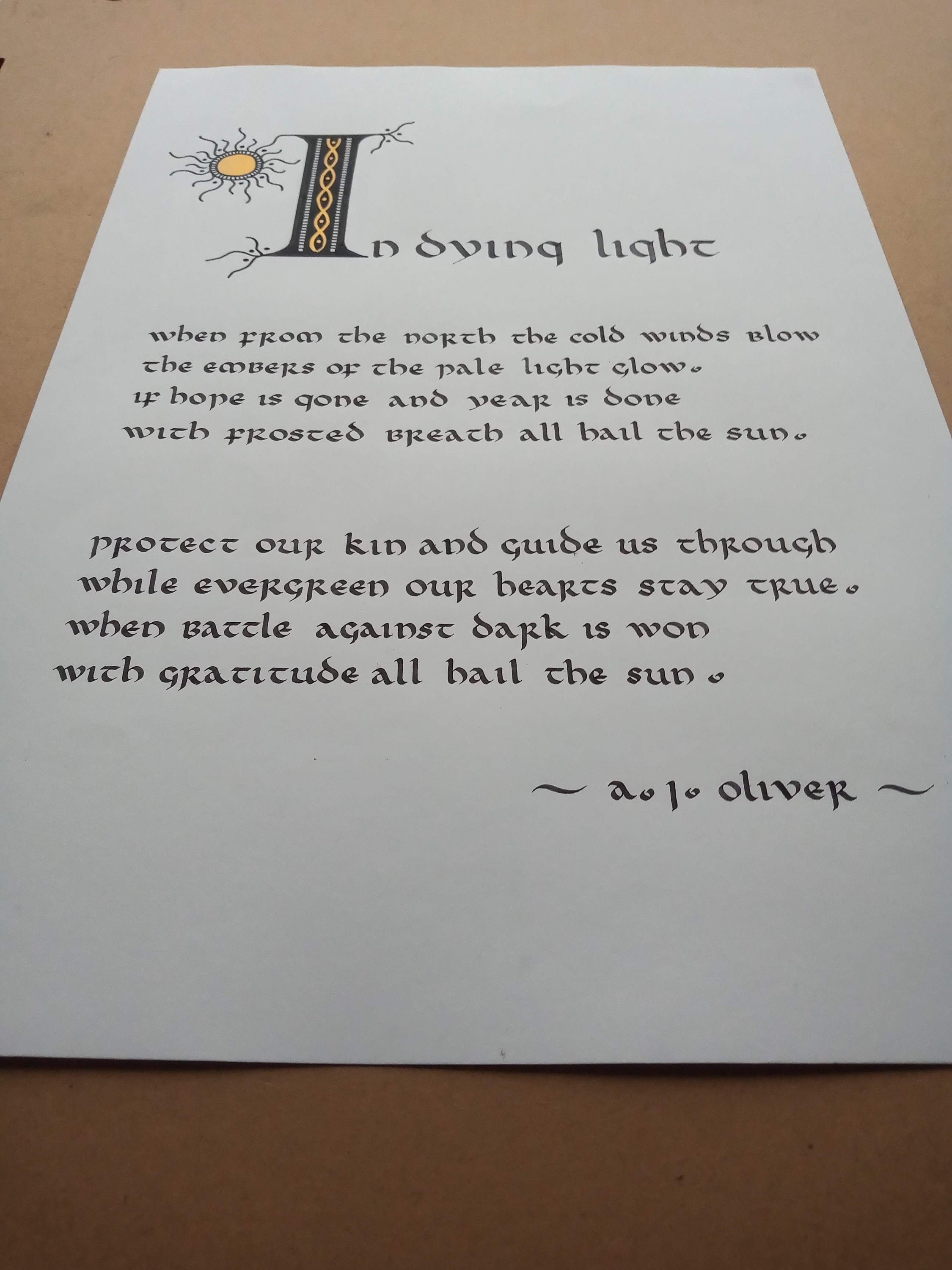 A3 Custom Calligraphy Poem, Custom Letter, Custom Quotation, Decorative ...