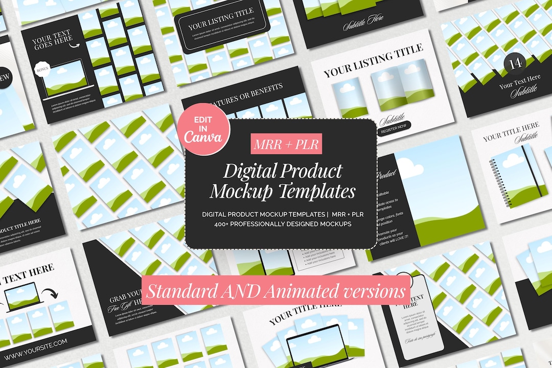 400 Canva Digital Product Seller Mockup Templates | PLR MRR | Editable ...