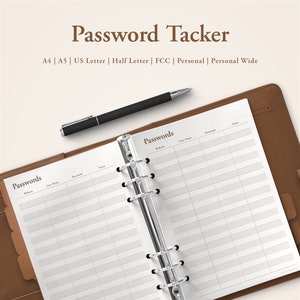 Password Tracker Printable Password Log Password Keeper A4, A5, US ...