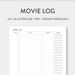 A4 | US Letter, Movie Log Printable | Movies to Watch | Movie Tracker ...