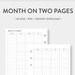 A6, Grid Monthly Planner Printable Calendar | Month on Two Pages ...