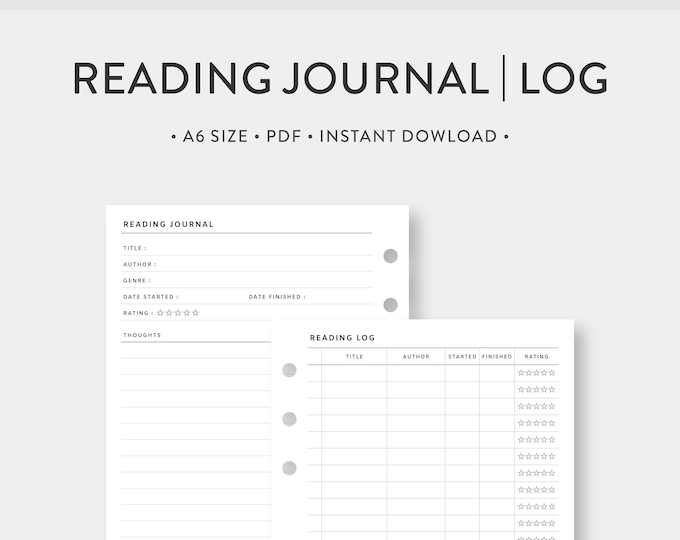 A6 Lesetagebuch Druckbare Einlegeblätter, Buch review Log Minimal ...