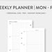 Personal, 5 Days Weekly Planner Printable Monday - Friday, Grid | Week ...