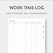 Half Letter, Work Time Log Printable | Simple Time Sheet Tracker ...
