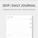 Personal Wide, 2D1P Daily Journal | Lined Daily Planner Printable ...