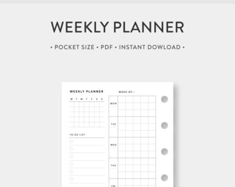 Personal Wide, Weekly Planner Printable Grid Week on Two Pages Undated ...