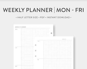 Personal 5 Days Weekly Planner Printable Monday Friday | Etsy