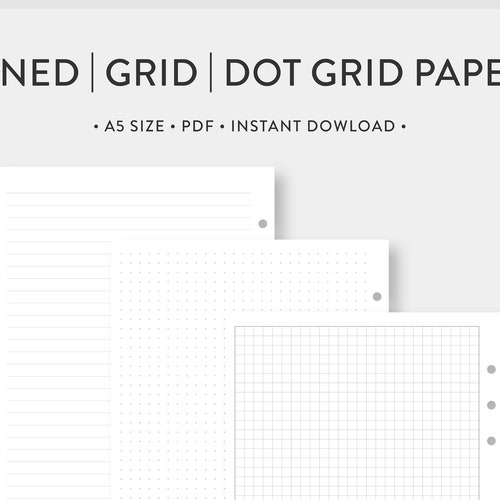 A5 Lined Notes Grid Paper Dot Grid Set Essential Bundle | Etsy