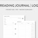 Pocket Reading Journal Log Printable Set Book Review list | Etsy