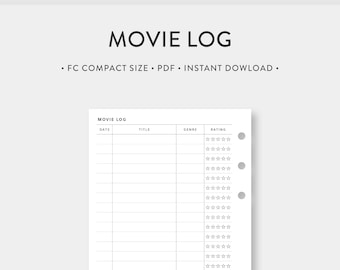 Movie Critic Log Printable, Movies to Watch List Movie Tracker, Movie ...