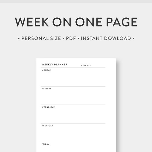 Personal Weekly Planner Printable Week on Two Pages - Etsy