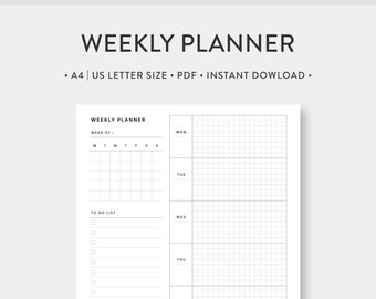 Personal Weekly Planner Printable Horizontal Grid Layout | Etsy
