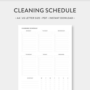 A4 | US Letter, Cleaning Schedule Editable | Printable Cleaning ...