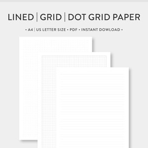A4 US Letter, Lined Notes, Grid Paper, Dot Grid Set Essential Bundle ...
