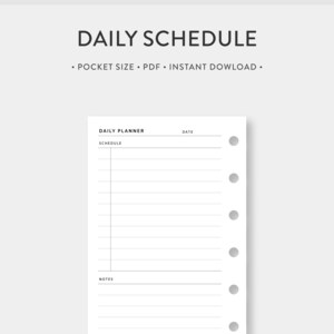 Pocket, Daily Planner Printable Scheduler | Day on One Page | Undated ...