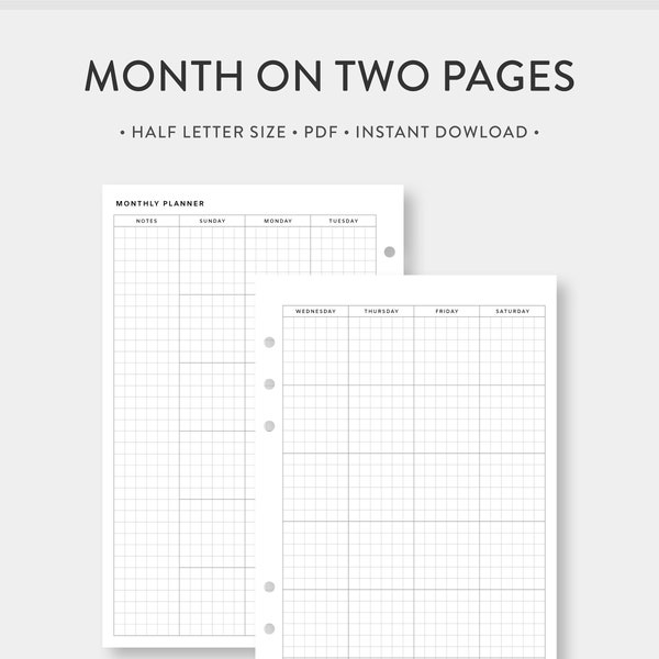 Month on 2 Pages - Etsy