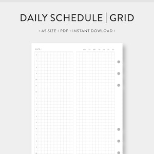 A5, Daily Planner Printable, Grid Notes | Day on One Page | Undated ...