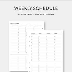 A5, Weekly Schedule Vertical Hourly Planner Printable | Week on Two ...