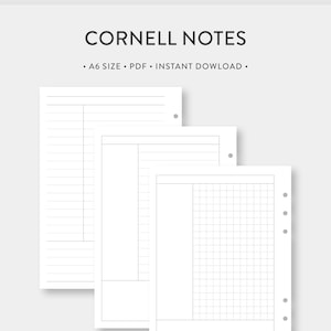 A6, Cornell Notes Template | Grid, Lined Paper | College University ...