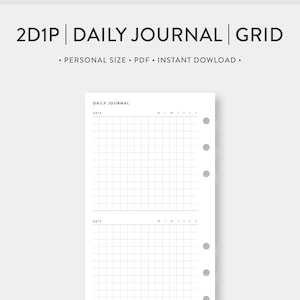 Personal, 2D1P Daily Journal Grid | Daily Planner Printable | Undated ...