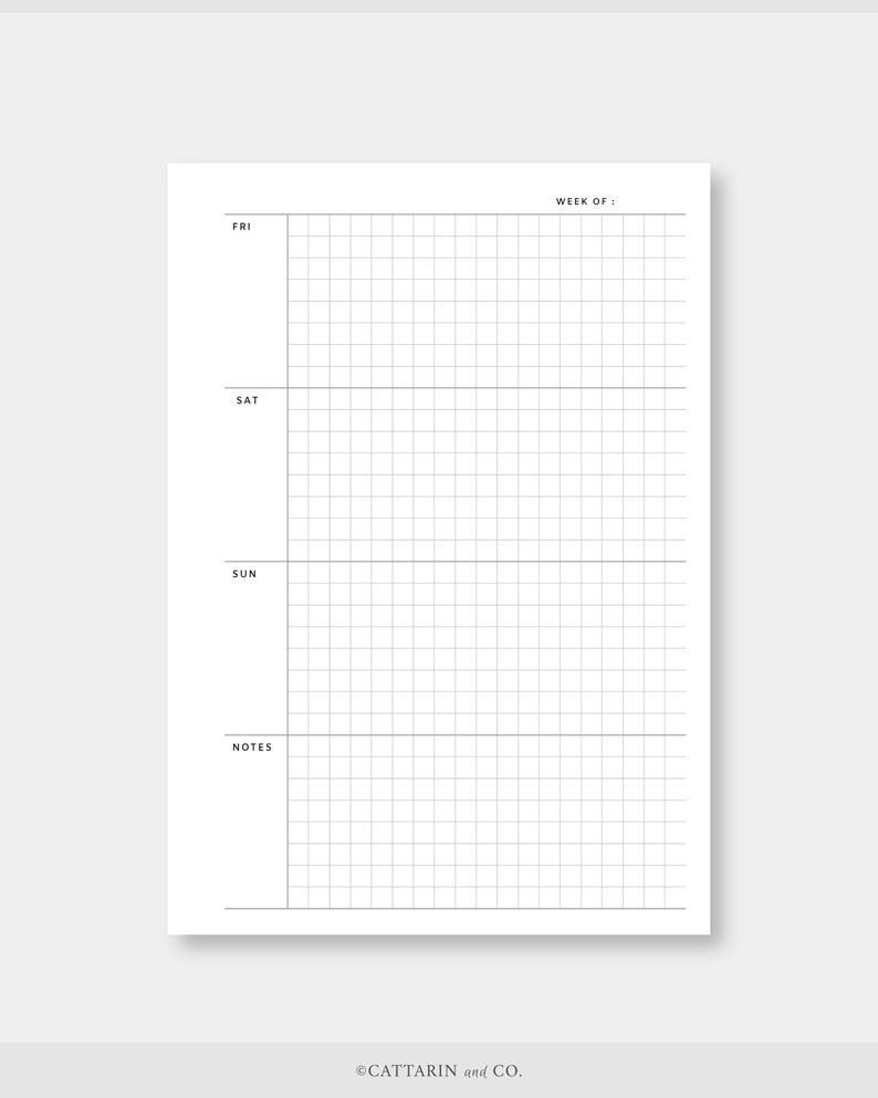 Personal Wide, Weekly Planner Printable Grid | Week on Two Pages ...