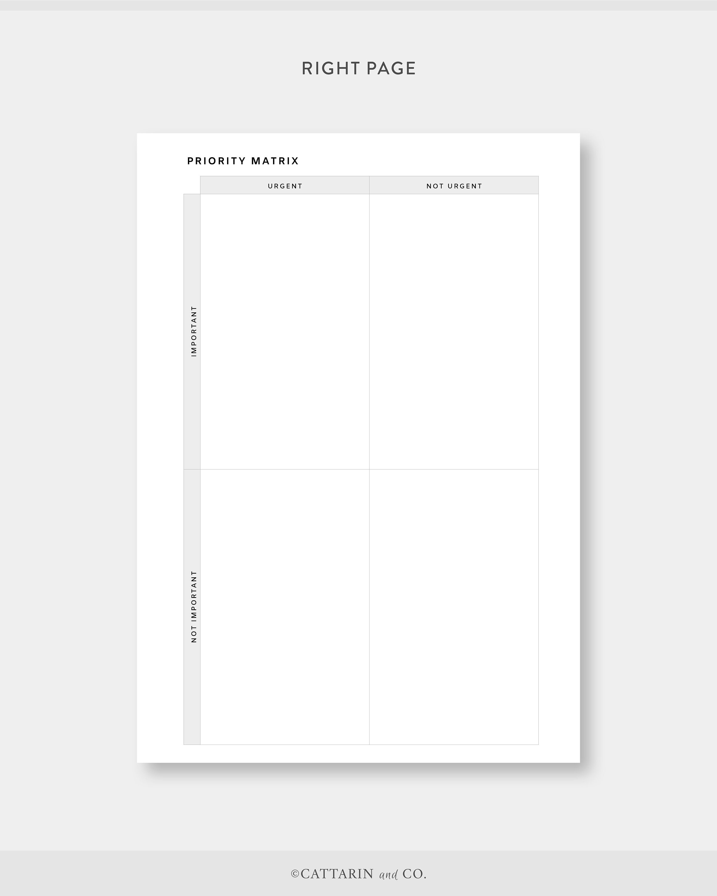 Personal Wide, Priority Matrix Printable | Urgent, Important to Do List ...
