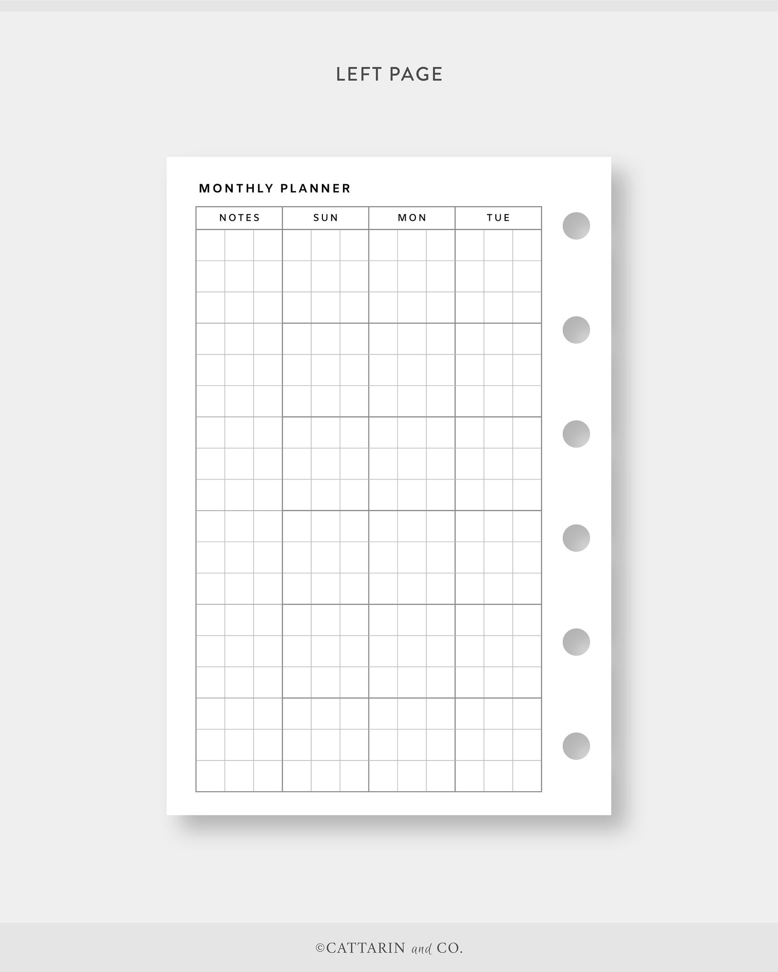 Pocket, Grid Monthly Planner Printable Calendar | Month on Two Pages ...