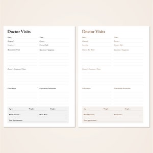 Doctor Visits Printable | Doctor Visit Log, Medical Appointment Record ...
