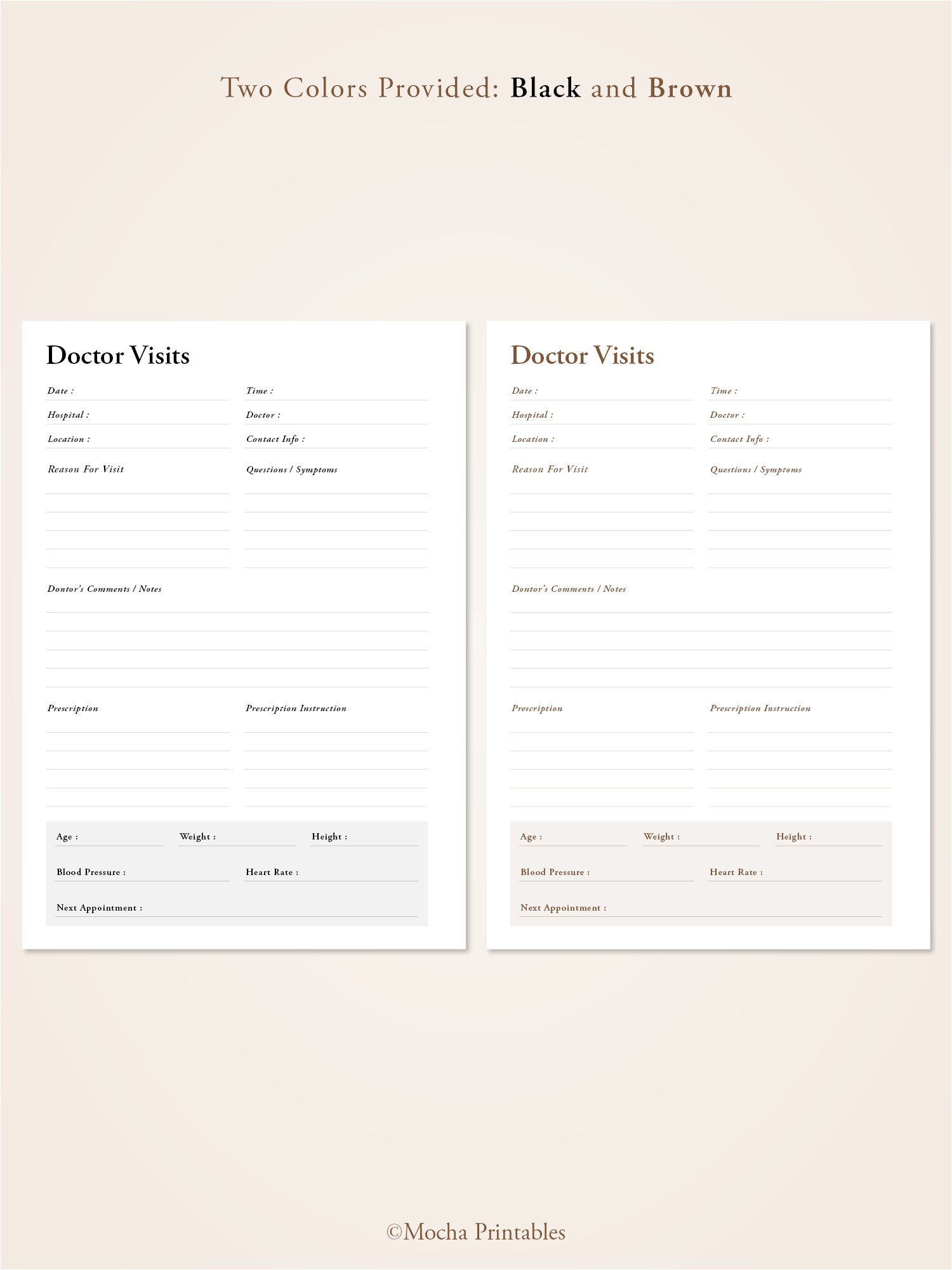 Doctor Visits Printable Doctor Visit Log, Medical Appointment Record A4 ...