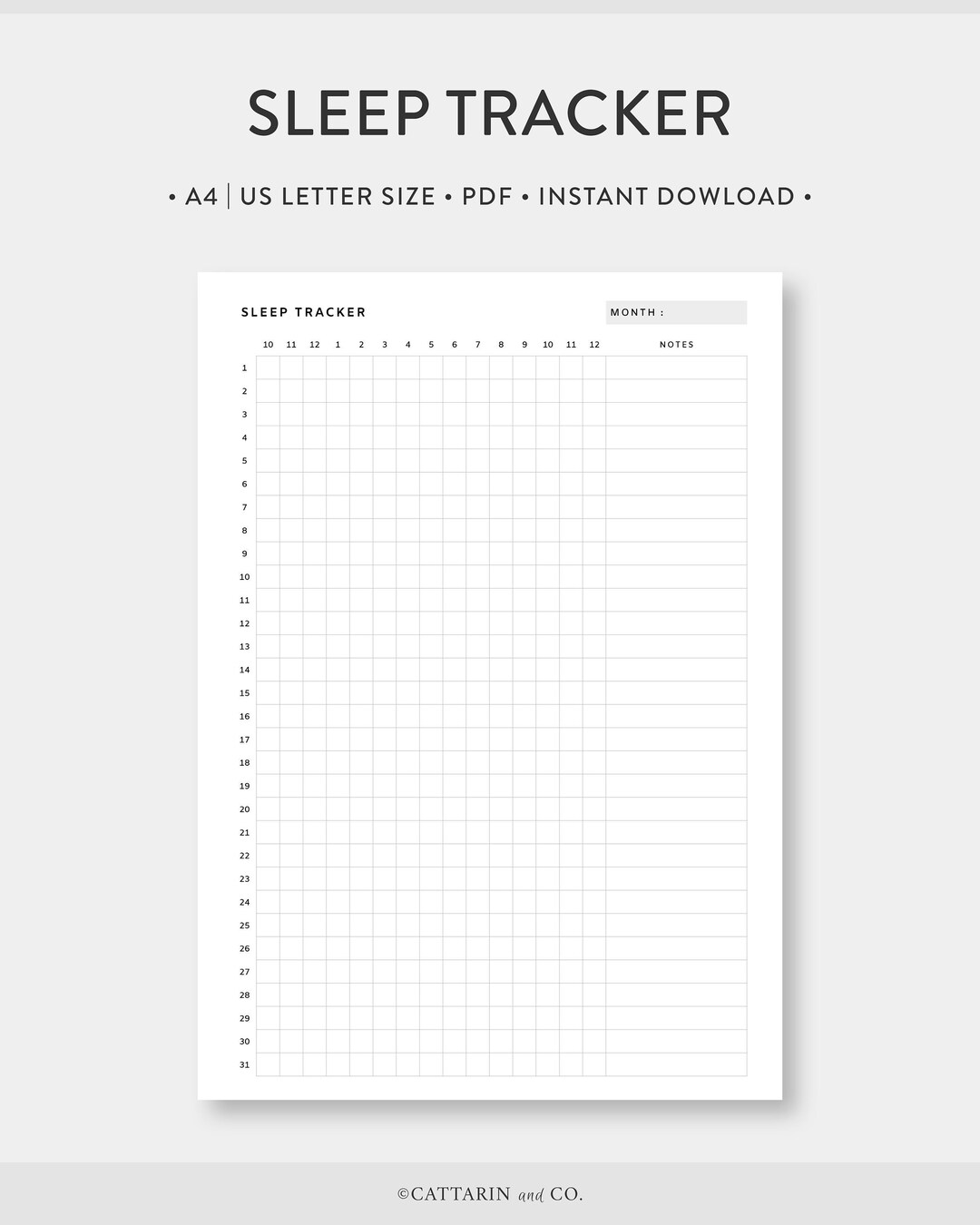 A4 | US Letter, Sleep Tracker Printable | Monthly Sleep Log, Emotional ...