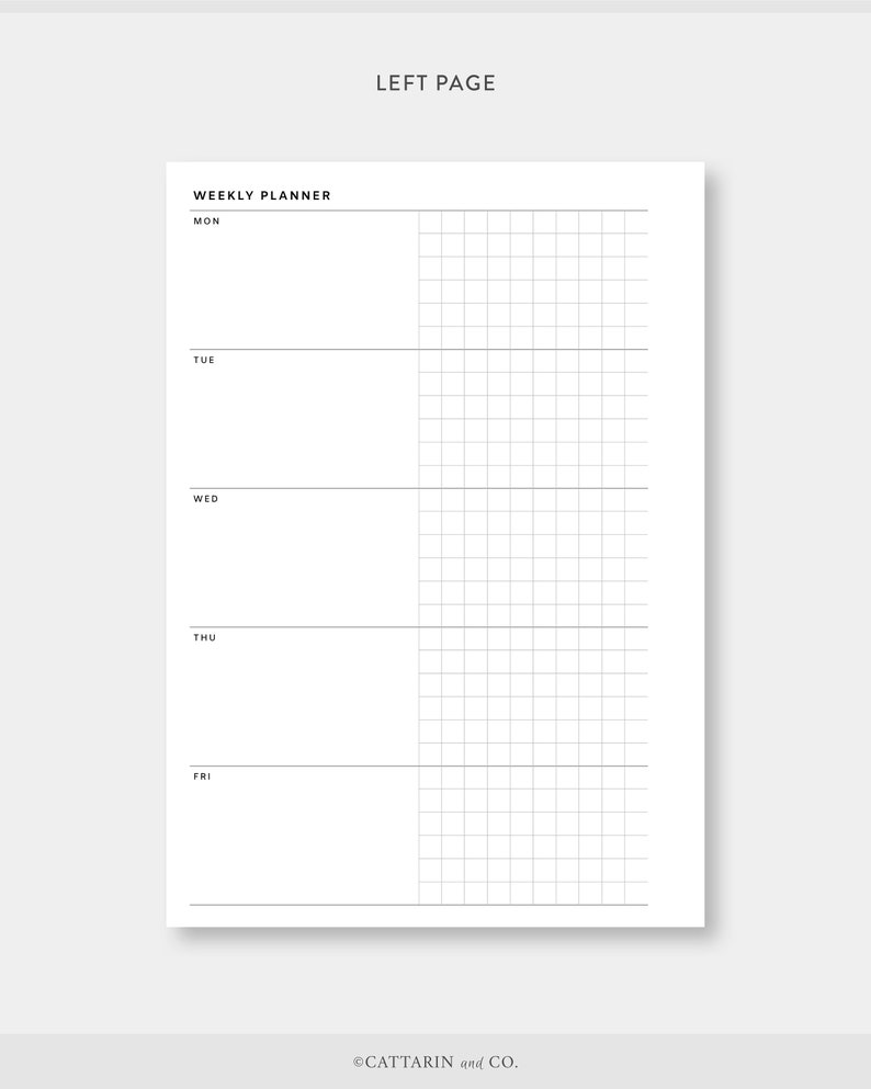Personal Wide, Weekly Planner Printable Monday Friday Grid Layout - Etsy