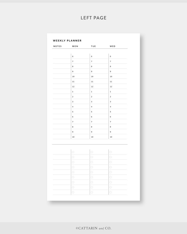 Personal Weekly Schedule Vertical Hourly Planner Printable - Etsy