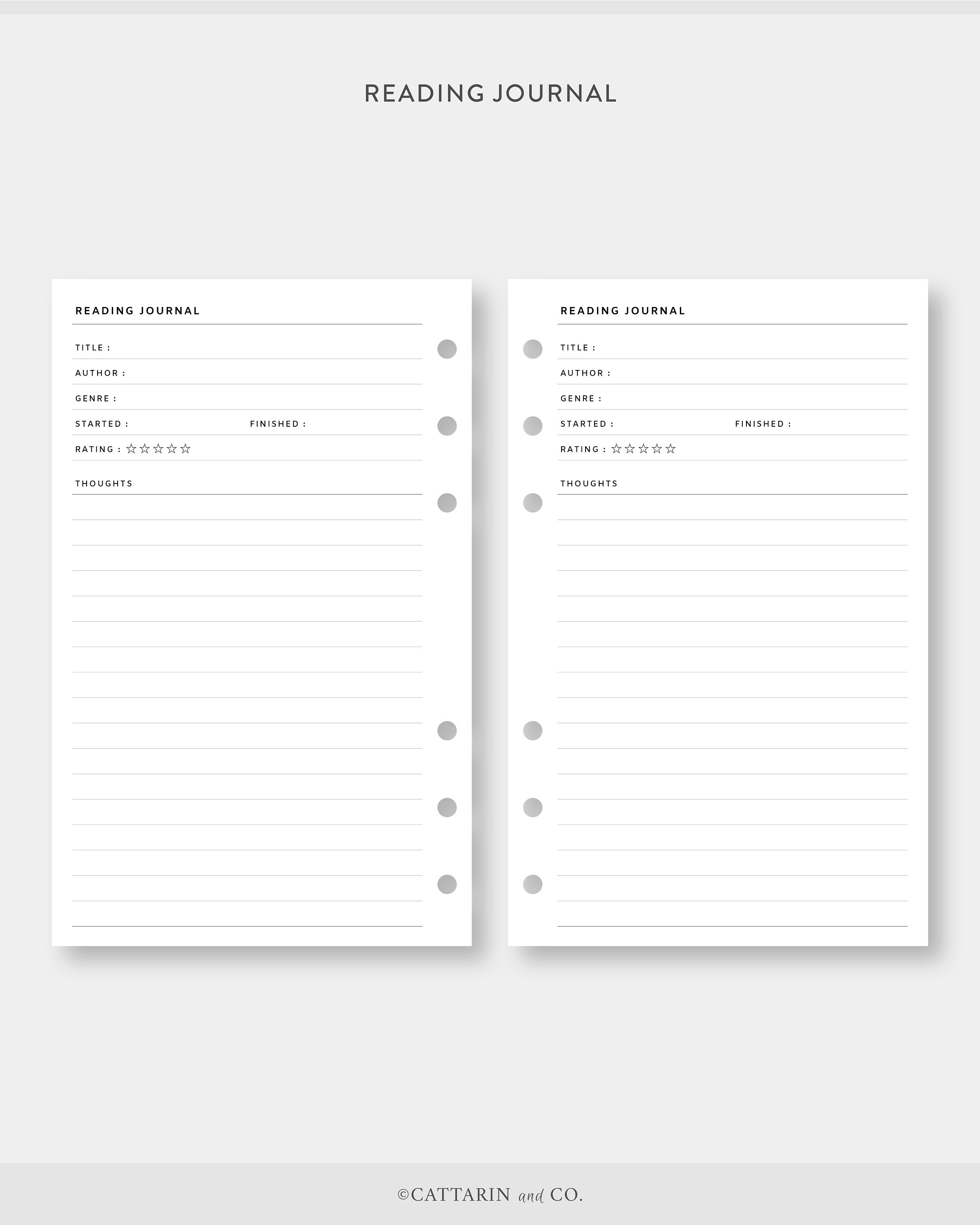 FC Compact, Reading Journal, Log Printable Set | Book Review, List ...