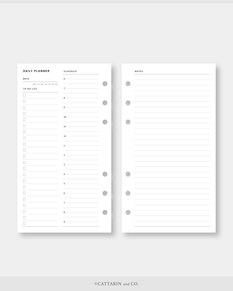 Personal Hourly Daily Scheduler Lined Notes Day on Two - Etsy