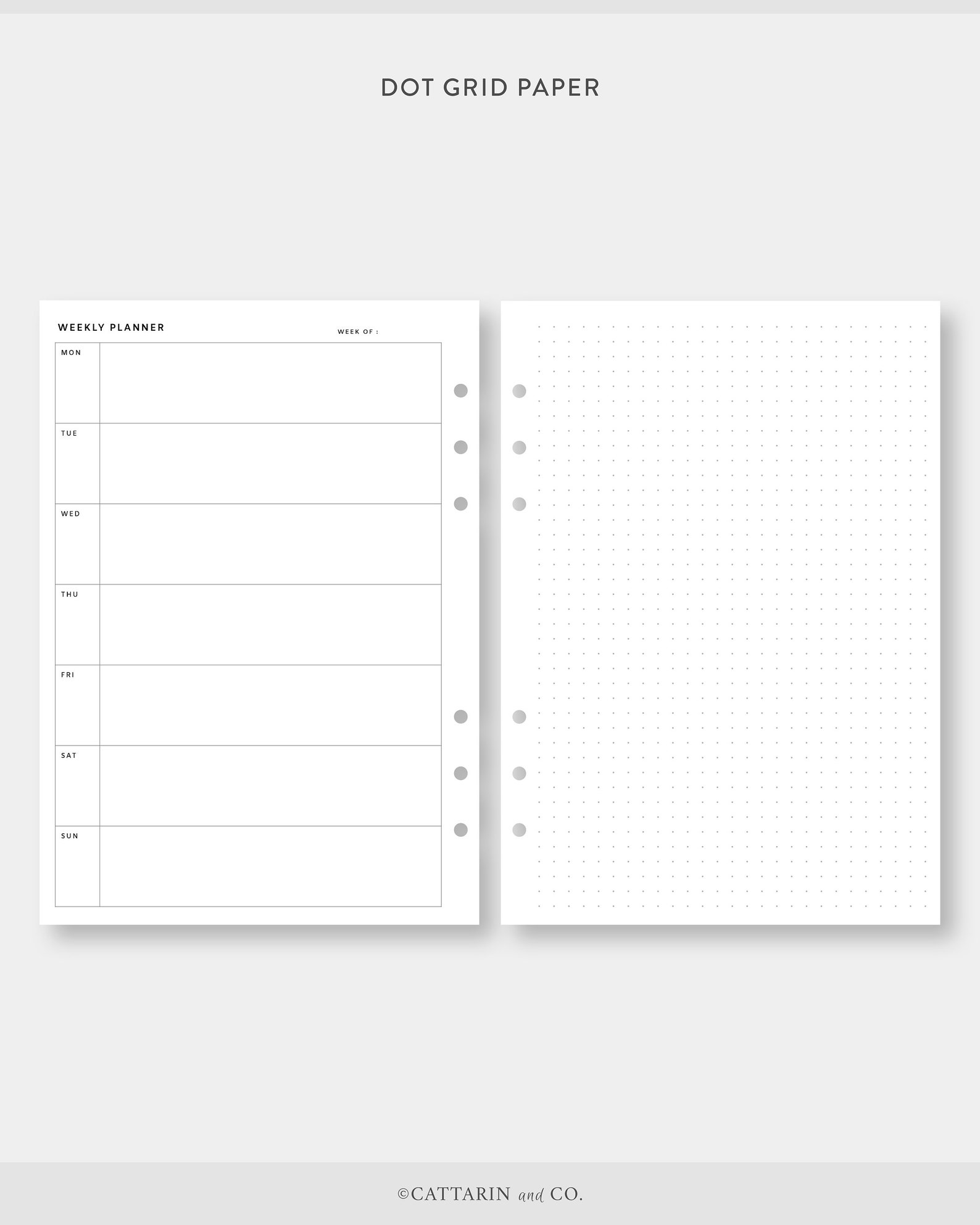 A5, Weekly Planner Printable Grid Paper Week on Two Pages Undated ...
