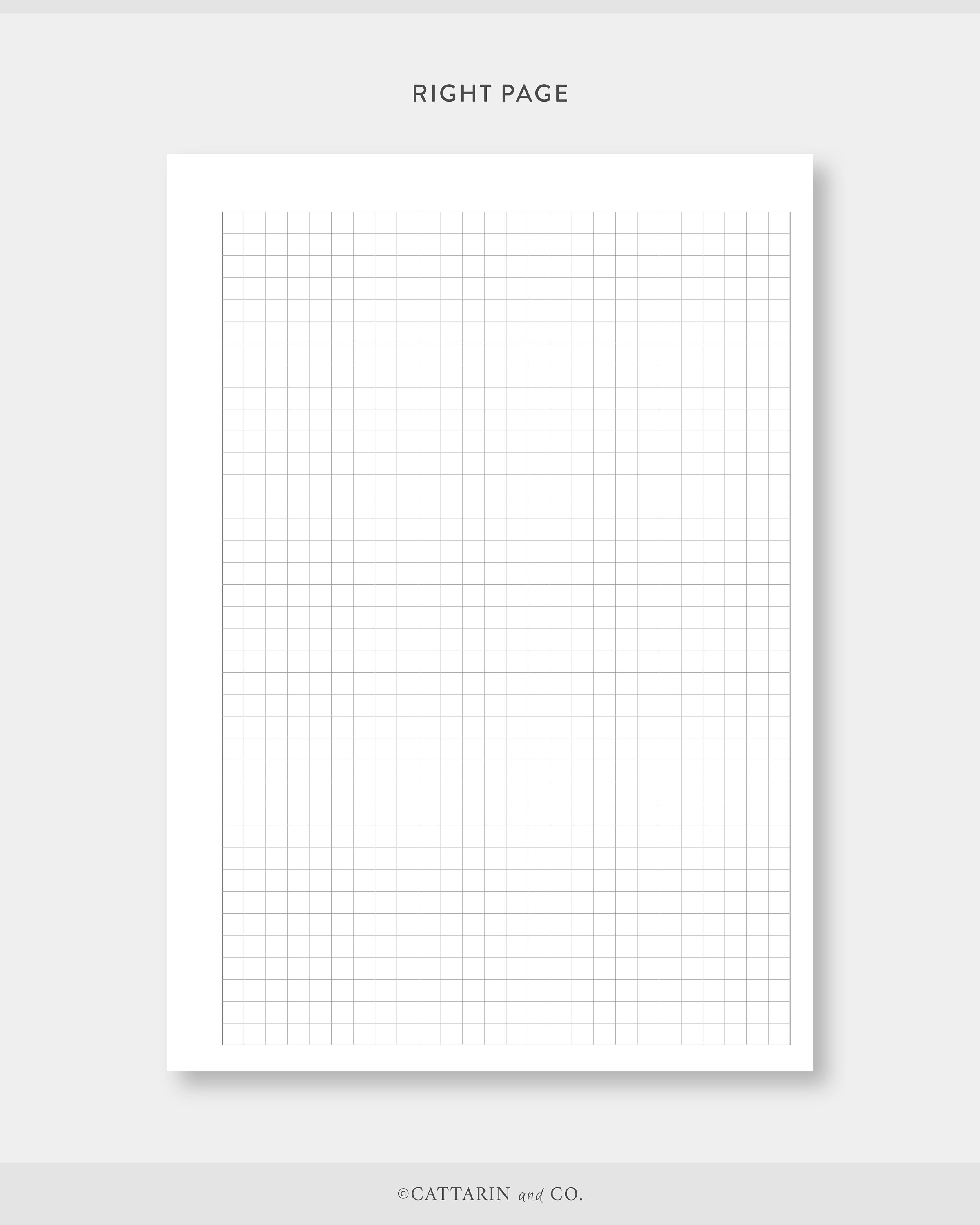 A5, Undated Weekly Planner Grid Paper Week on Two Pages WO2P 5x5 Graph ...