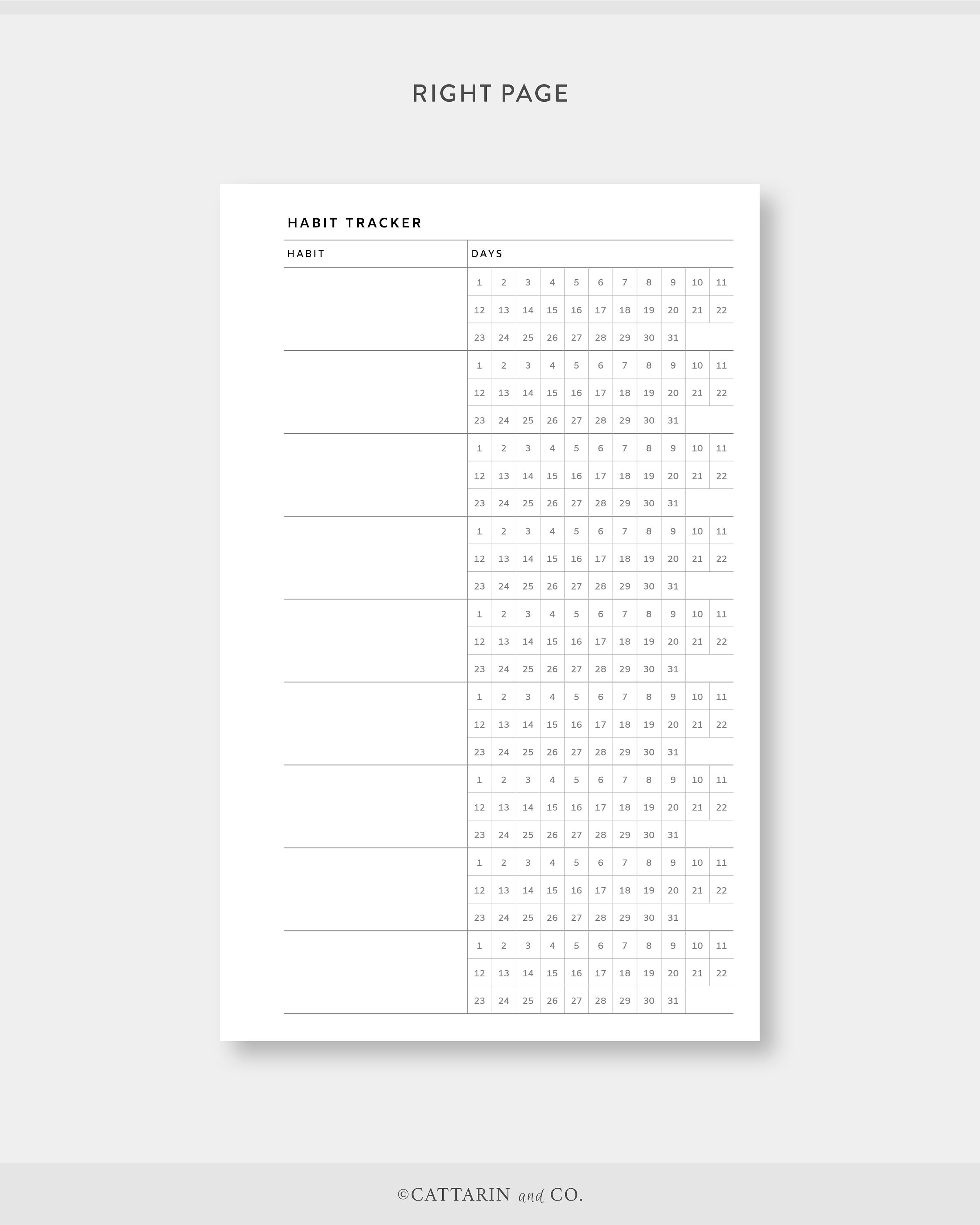FC Compact, Monthly Habit Tracker Printable Routin Track Simple Minimal ...